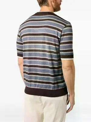 Paul & Shark Striped Double-collar Knitted T-shirt
