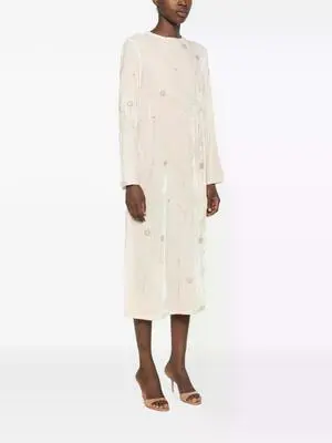 FORTE_FORTE Embroidered Crushed-velvet Midi Dress