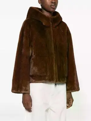 LOU ANDREA Hooded Faux-fur Coat