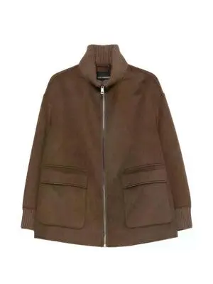 LOU ANDREA Ribbed-trim Flap-pocket Jacket - Brown