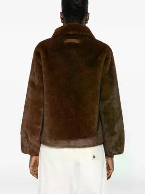 LOU ANDREA Collared Faux-fur Jacket
