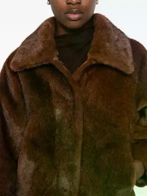 LOU ANDREA Collared Faux-fur Jacket