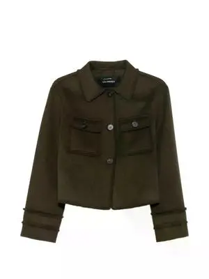 LOU ANDREA Raw-edge Pocket-detail Jacket - Green