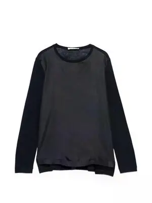 WHYCI Satin-panel Long-sleeve Top - Blue