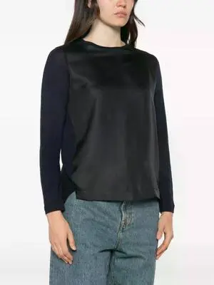 WHYCI Satin-panel Long-sleeve Top