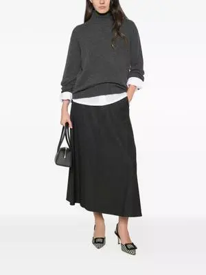 WHYCI Elasticated-waist Flared Midi Skirt