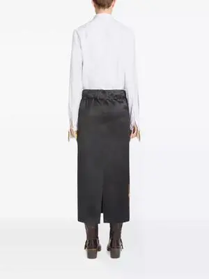 Dries Van Noten Printed Cotton Silk Satin Maxi Skirt