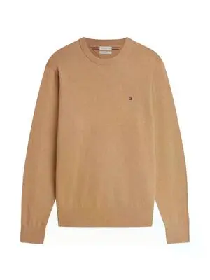 Tommy Hilfiger Logo-embroidered Crew-neck Sweater - Neutrals