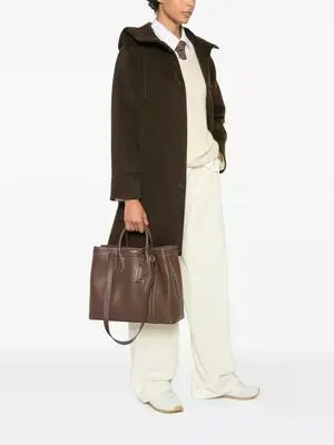 LANCEL Belleville Contrast-stitch Leather Tote Bag - Brown