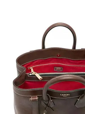 LANCEL Belleville Contrast-stitch Leather Tote Bag - Brown