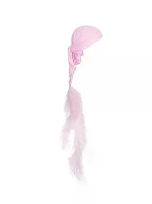 MANURI Sissy Feather-trim Headscarf - Pink