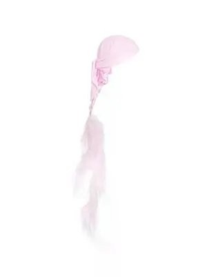 MANURI MANURI Sissy Feather-Trim Headscarf Pink