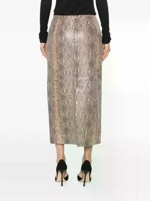 DUCIE Chloe Python-print Midi Skirt