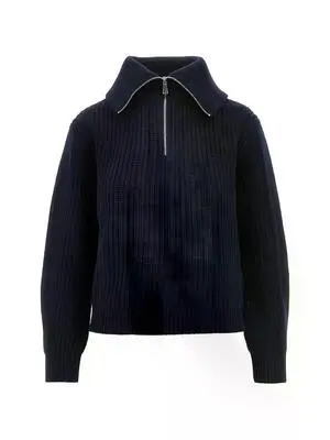 Max Mara Wool Zip-up Roll-neck Jumper Navy