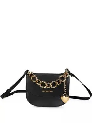 Moschino Chain-link Heart-charm Cross Body Bag - Black