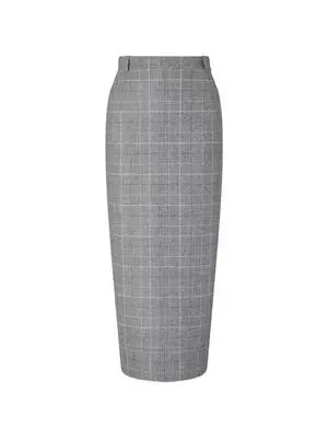 Thom Browne Windowpane Houndstooth-tweed Pencil Midi Skirt - Grey
