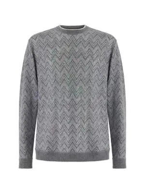 Missoni Long-sleeve Cashmere Zig Zag Sweater - Grey