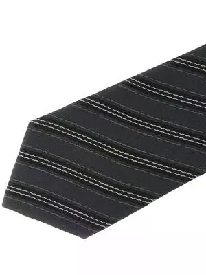 Saint Laurent Striped Silk Jacquard Tie - Grey