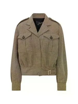 THE SEAFARER Houndstooth-pattern Belted Jacket - Brown