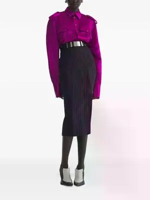 MUGLER Pinstripe Midi Pencil Skirt