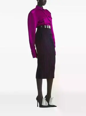 MUGLER Pinstripe Midi Pencil Skirt