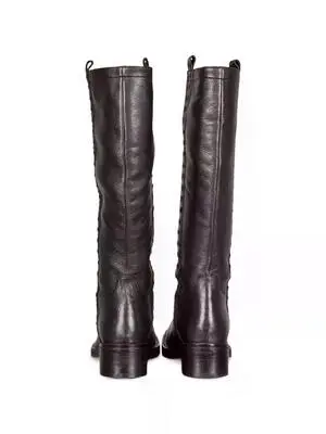 EMANUELLE VEE Square-toe Leather Boots