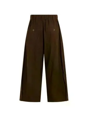 UMA WANG Pleated Frayed-edge Trousers - Brown