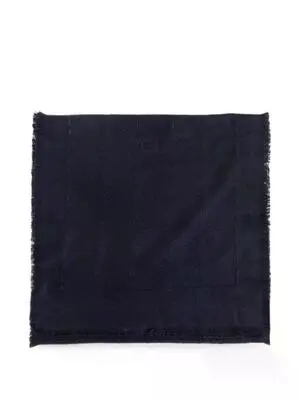 FERRAGAMO Gancini Jacquard Fringed Scarf - Blue