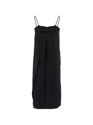 ALAINPAUL Bow-detail Spaghetti-strap Midi Dress - Black