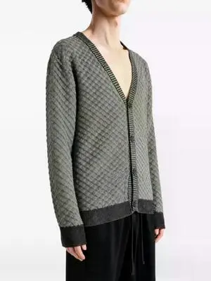 KOZABURO Quilted-effect V-neck Cardigan