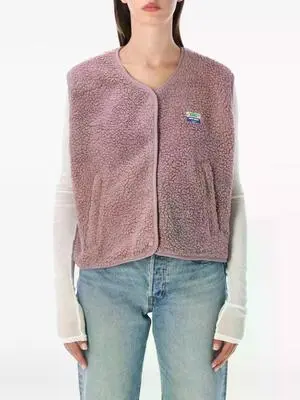 American Vintage Fleece-texture Logo-patch Vest - Purple