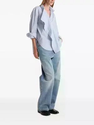 RÓHE Draped-panel Striped Shirt