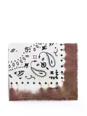 KUJTEN Paisley-print Fringed Scarf - Neutrals