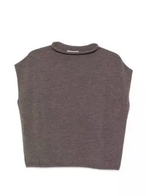 WHYCI Rolled-trim Sleeveless Sweater - Brown