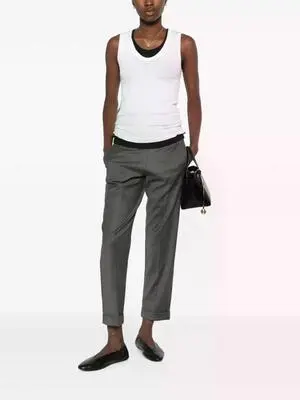 WHYCI Elasticated-waistband Turned-up-cuff Trousers