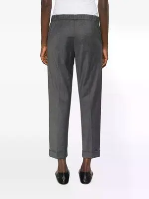 WHYCI Elasticated-waistband Turned-up-cuff Trousers