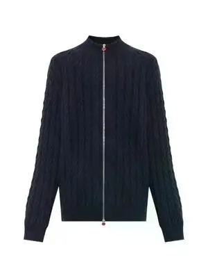 Kiton Cable-knit Zip-up Cardigan - Blue