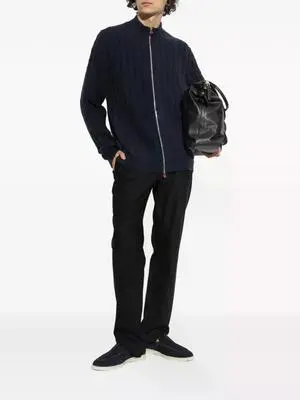 Kiton Cable-knit Zip-up Cardigan