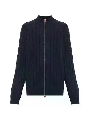 Kiton Cashmere Cable-knit Zip-up Cardigan - Blue