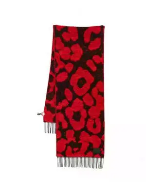 Paul Smith Leopard-print Wool Scarf - Red