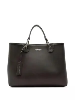 Emporio Armani Logo-print Grained Tote Bag - Grey