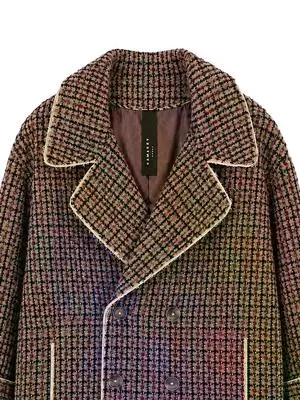KA WA KEY Kimono-inspired Checked Peacoat