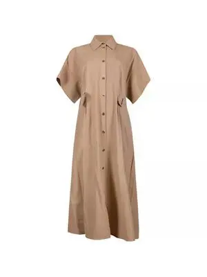 Pinko Belted Button-up Midi Dress - Neutrals