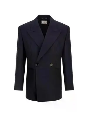 Saint Laurent Double-breasted Jacket In Felted Wool Gabardine
