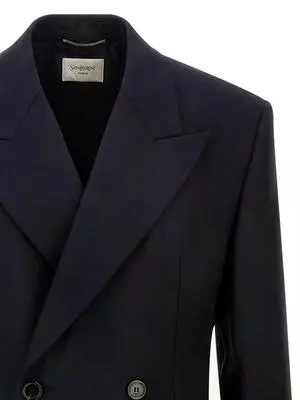 Saint Laurent Double-breasted Jacket In Felted Wool Gabardine