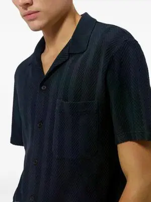 Missoni Tone-on-tone Chevron Cotton And Viscose Bowling Shirt - Blue