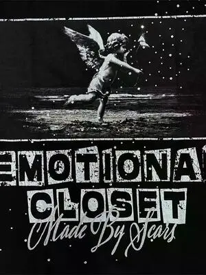 Mixed Emotion Angel-print Cotton T-shirt - Black