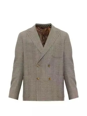 Etro Double-breasted Checked Blazer - Brown