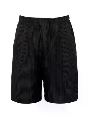 LOW BRAND Striped Cotton Shorts - Black