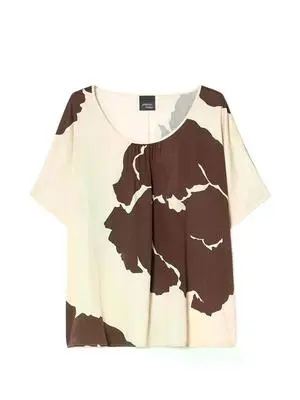 Marina Rinaldi Abstract-print Scoop-neck Blouse
